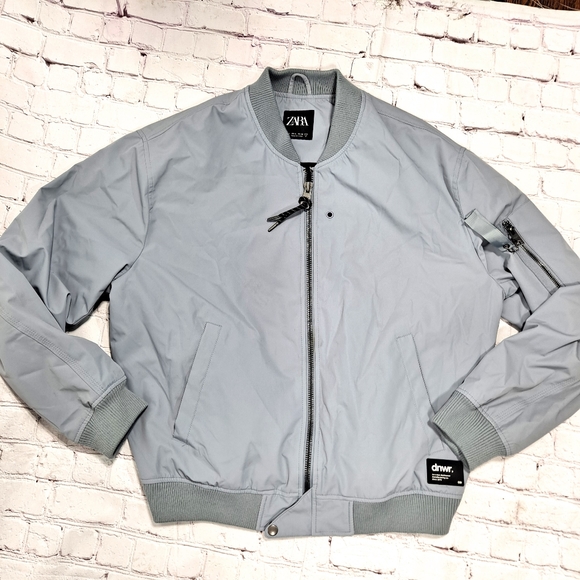Zara | Jackets & Coats | Zara Man X Dnwr Grey Zipup Lightweight Bomber ...